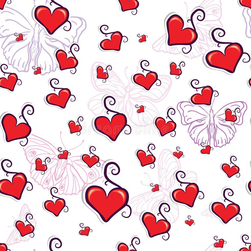 Red Hearts Seamless Pattern. Vector Illustration Seamless Pattern. Flat ...