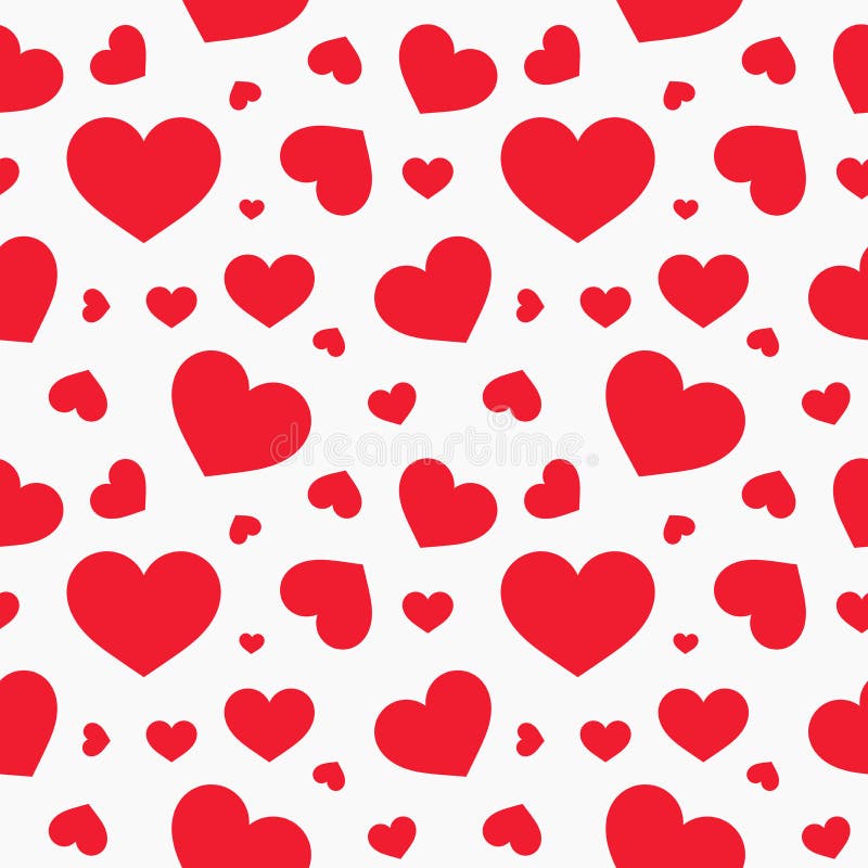 Cute Red Hearts Seamless Texture Pattern Stock Vector - Illustration of ...