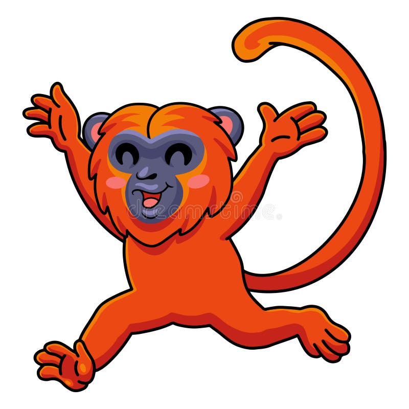 Cute Red Howler Monkey Cartoon Running Stock Vector - Illustration of ...