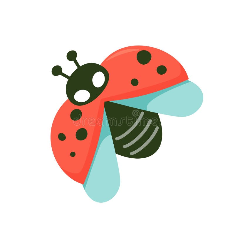 Cute Red Ladybug. Simple Flat Illustration Isolated Stock Vector ...