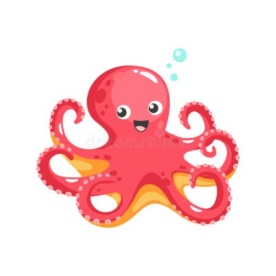 Cute red octopus stock vector. Illustration of aquatic - 280606309
