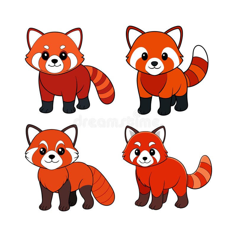 Cute Red Panda Coloring Design for Kids Stock Vector - Illustration of ...