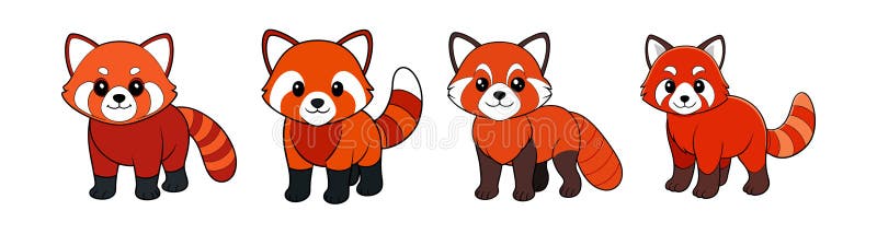 Cute Red Panda Coloring Design for Kids Stock Vector - Illustration of ...