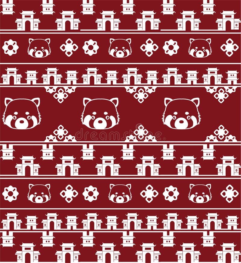 Cute Red Panda Face Traditional Pattern Vector Stock Vector ...