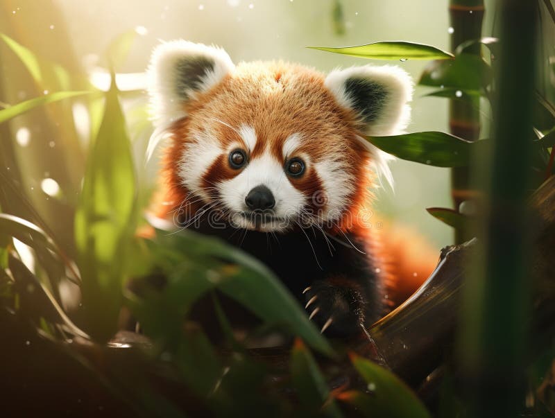 Ai Generated Illustration Wildlife Concept of Cute Red Panda Stock ...