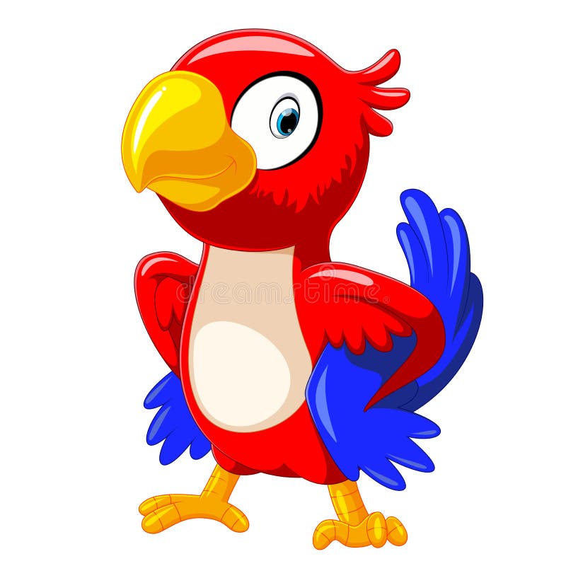 Cute Red Parrot Cartoon with Good Posing Stock Vector - Illustration of ...