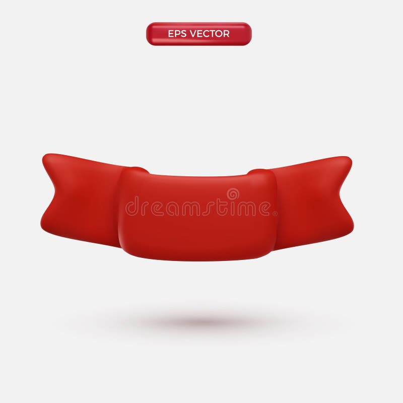 Cute Red Ribbon 3D Cartoon Style Stock Vector - Illustration of ...