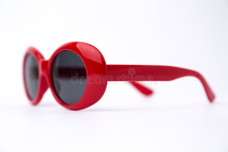 Cute Red Round Sunglasses on White Background Stock Photo - Image of ...