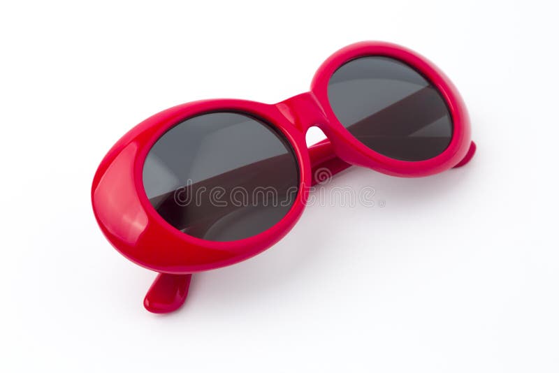 Cute Red Round Sunglasses on White Background Stock Photo - Image of ...