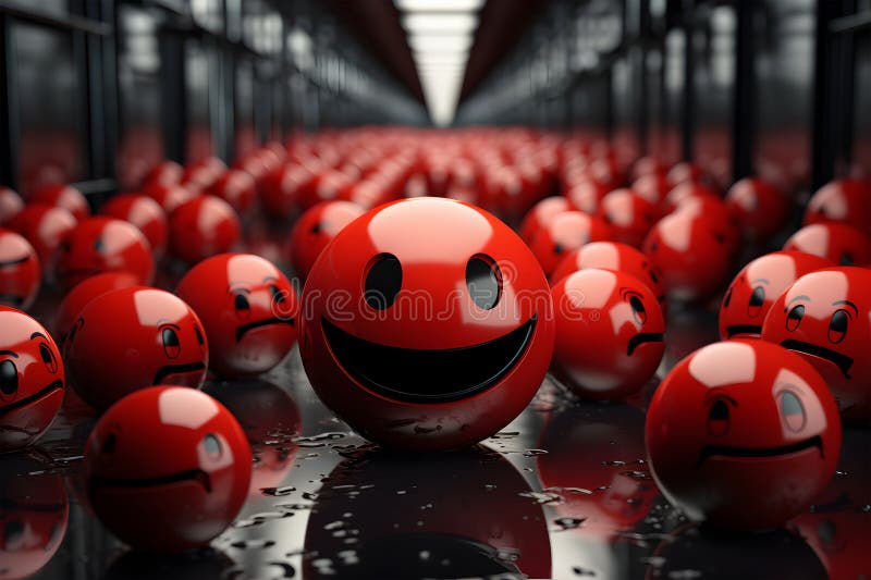 Cute Red Smiley Face with Other Emoticons. Stock Illustration ...