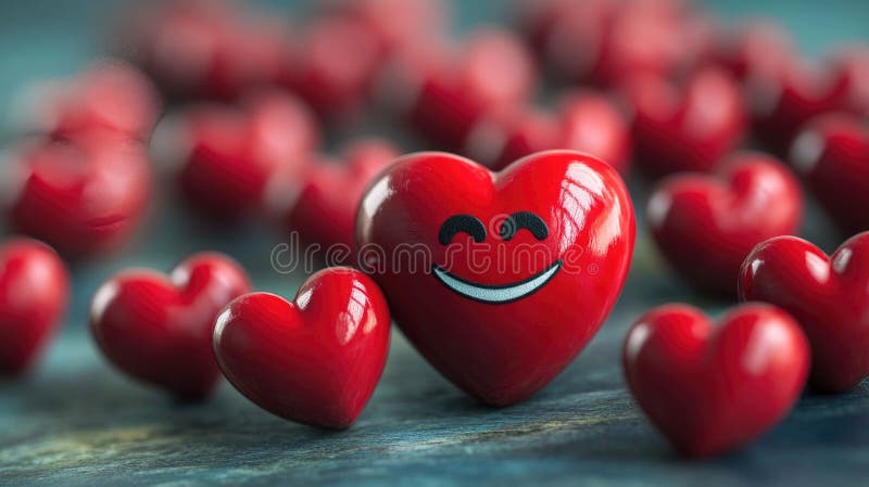 Cute Red Smiling Smiley Face in the Shape of a Heart. Stock ...
