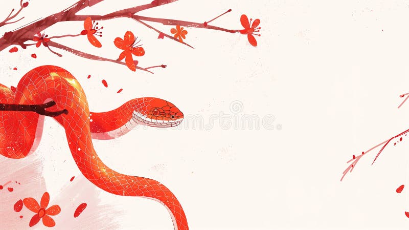 Cute Red Snake with Copy Space on White Stock Illustration ...