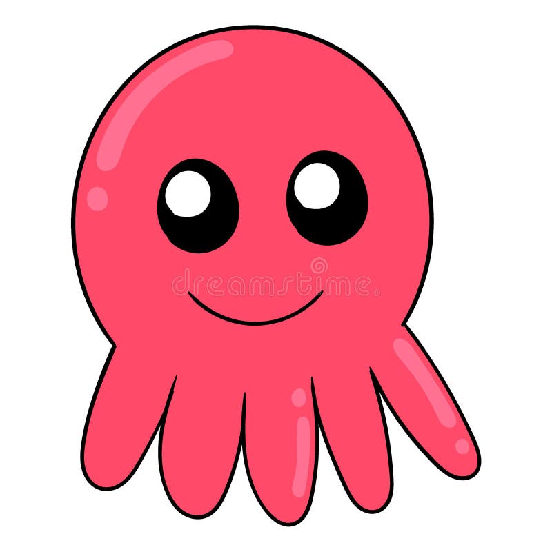 Cute Red Squid, Doodle Icon Drawing Stock Vector - Illustration of ...