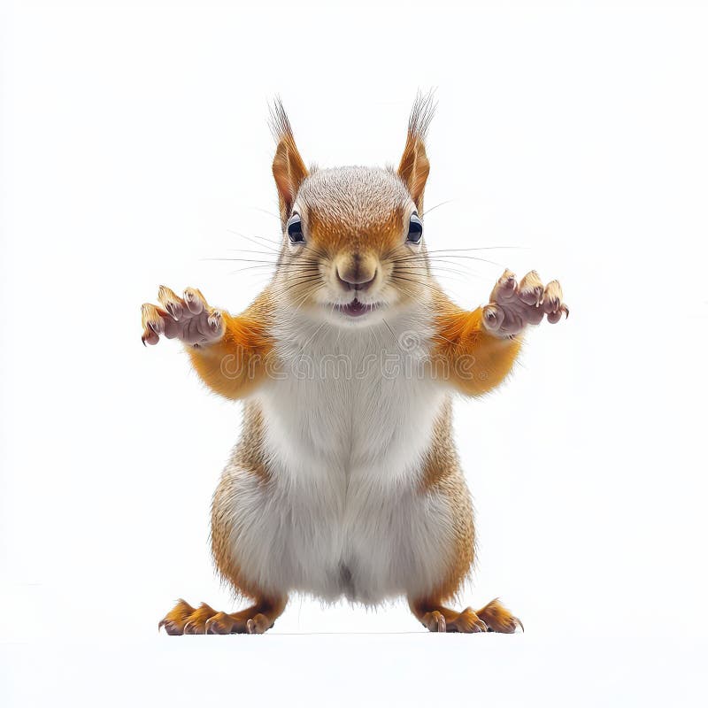 Cute Red Squirrel Reaching Out Paws White Background Stock Illustration ...