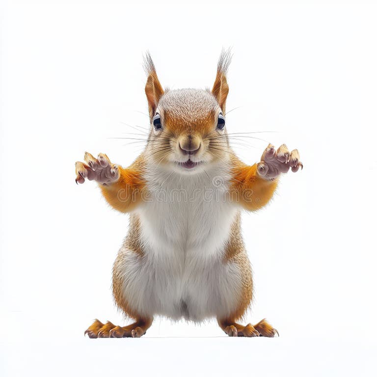 Cute Red Squirrel Reaching Out Paws White Background Stock Illustration ...