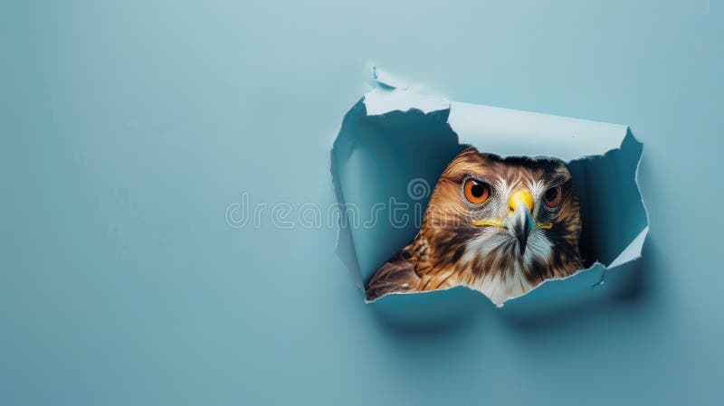 Cute Red-tailed Hawk Peeking through a Hole Stock Illustration ...