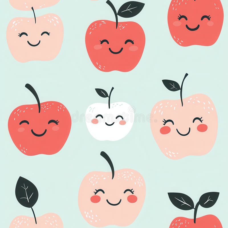 Cute Red and White Apples Pattern, Fun and Colorful Illustration Stock ...