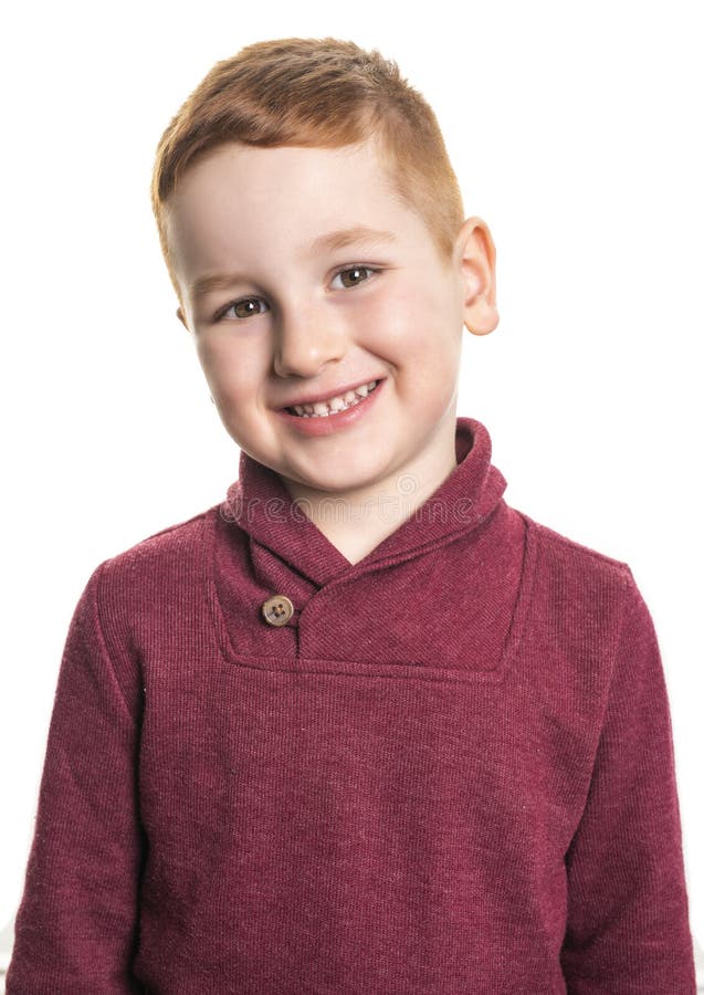 A Cute Redhead Boy in Studio White Background Stock Image - Image of ...