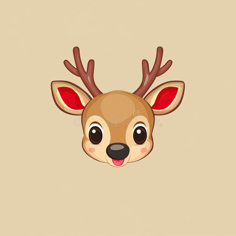 Cute Reindeer Face stock illustration. Illustration of character ...