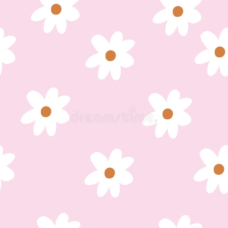 Cute Repeat Daisy Wildflower Pattern with Light Pink Background ...
