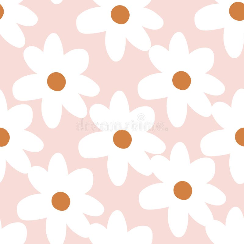Cute Repeat Daisy Wildflower Pattern with Light Pink Background ...