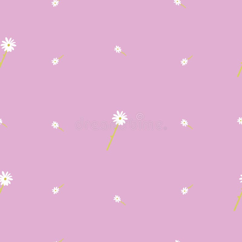 Cute Repeat Daisy Wildflower Pattern with Light Pink Background ...