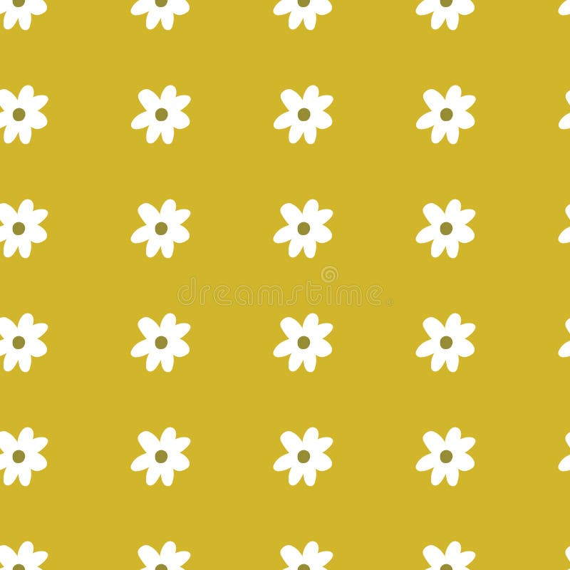 Cute Repeat Daisy Wildflower Pattern with Light Yellow Background ...