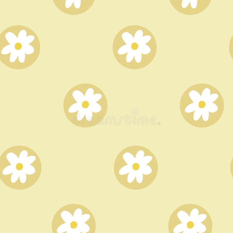 Cute Repeat Daisy Wildflower Pattern with Light Yellow Background ...