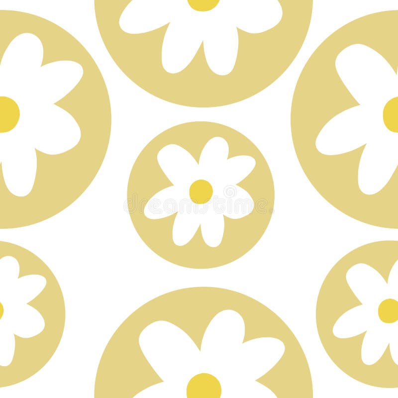 Cute Repeat Daisy Wildflower Pattern with Light Yellow Background ...