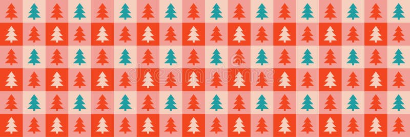 Cute Retro Christmas Tree Checkerboard Pattern Stock Vector ...