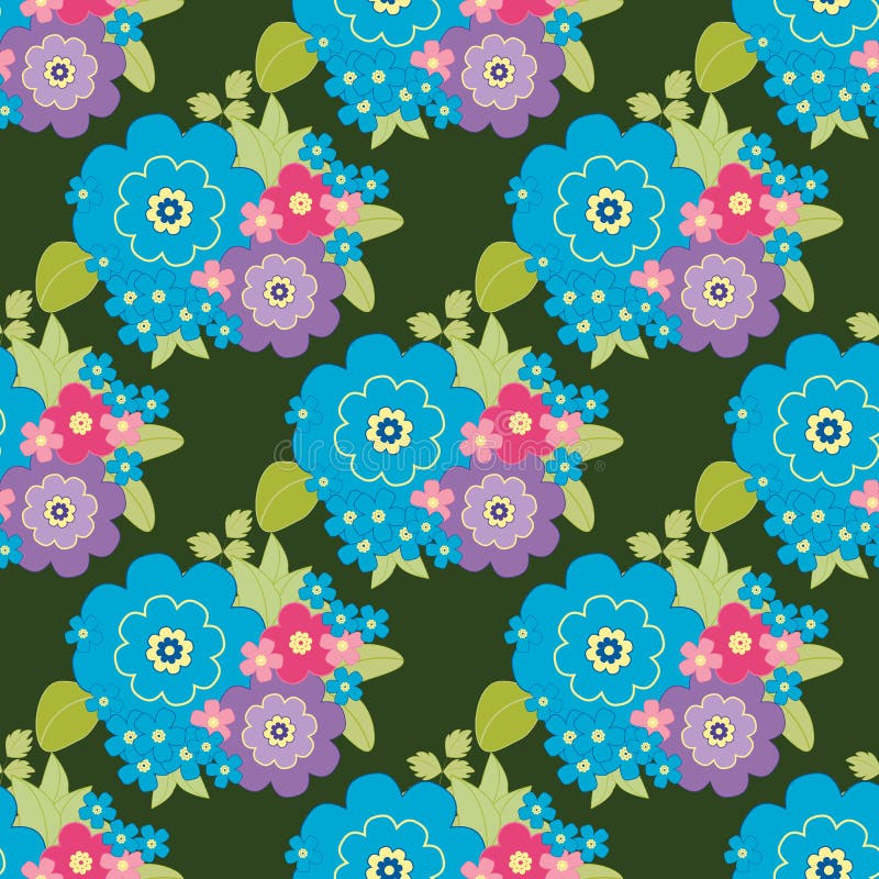 Cute Retro Flower Background, Seamless Fabric Pattern Stock Vector ...