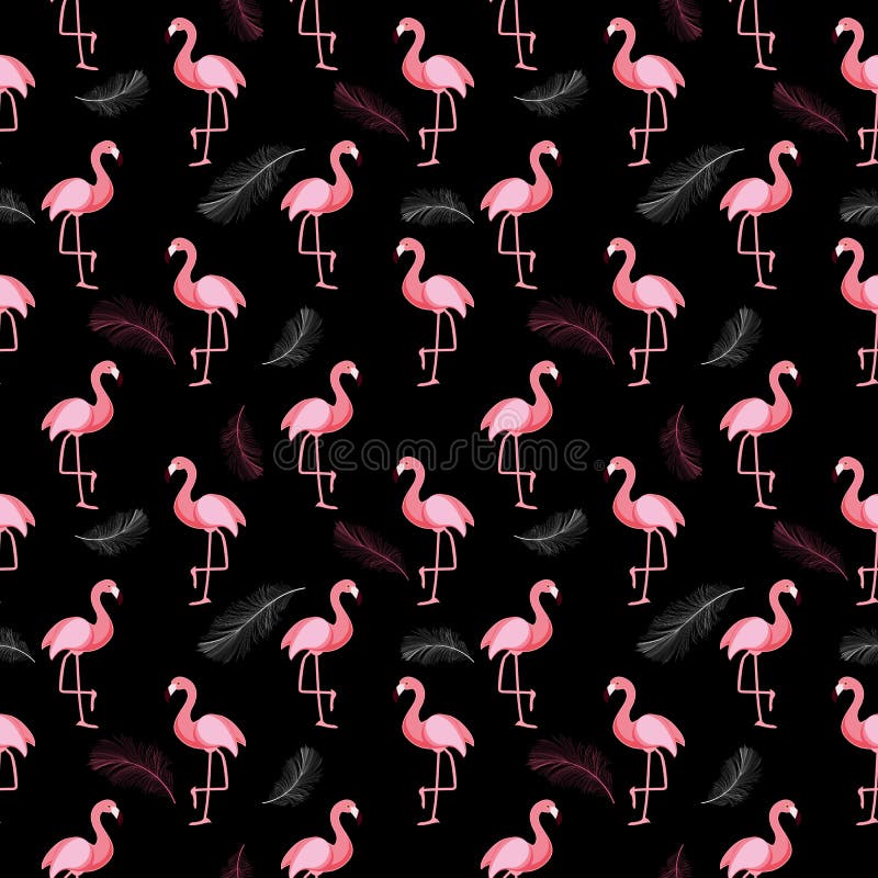 Cute Retro Seamless Flamingo Pattern Background Vector Illustration ...