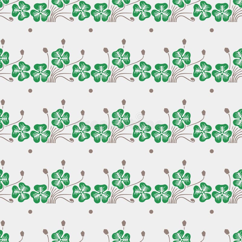 Cute Retro Seamless Pattern with Clover Leaf Stock Illustration ...