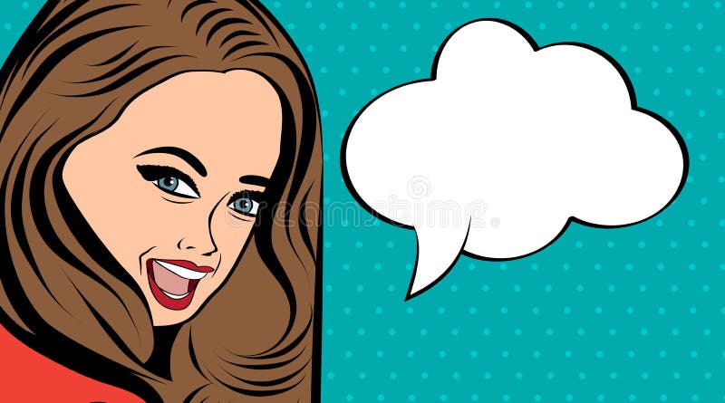 Cute Retro Woman in Comics Style with Message Stock Vector ...