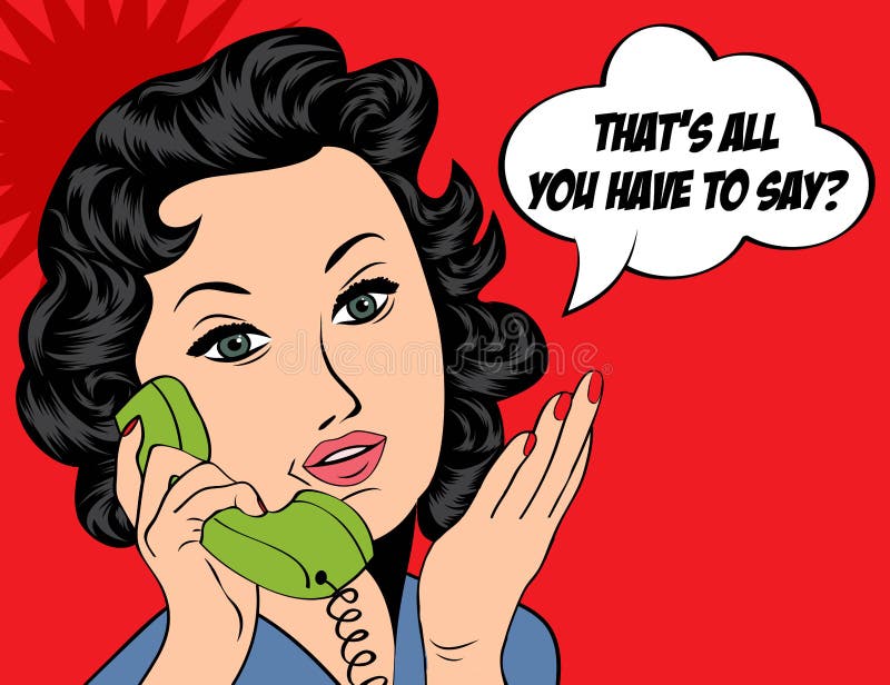 Cute Retro Woman in Comics Style with Message Stock Vector ...