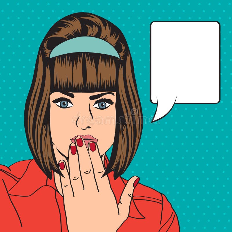 Retro Pop Art Style Comic Style Book Panel Gossip Girl Whispering in ...