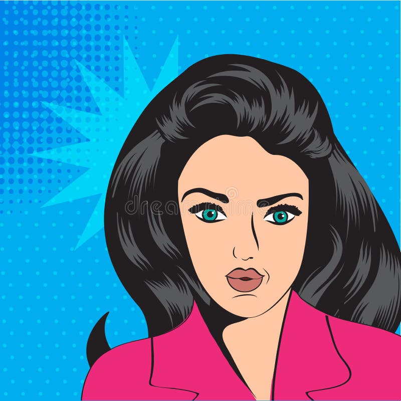 Cute Retro Woman in Comics Style Stock Vector - Illustration of hair ...