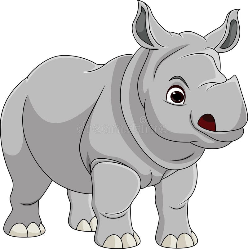 Cute Rhino Cartoon Isolated on White Background, Suitable for Making ...