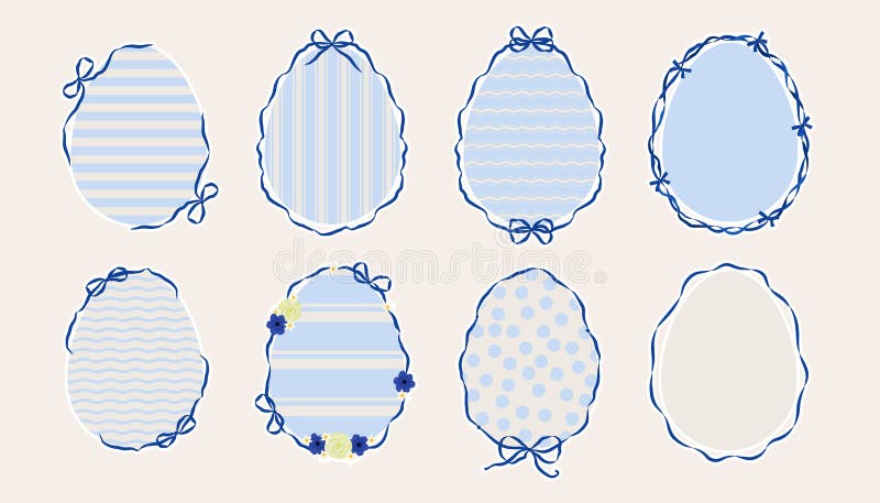 Cute Ribbon Bow Frame, Hand-drawn Easter Card Decoration. Ribbon Frame ...