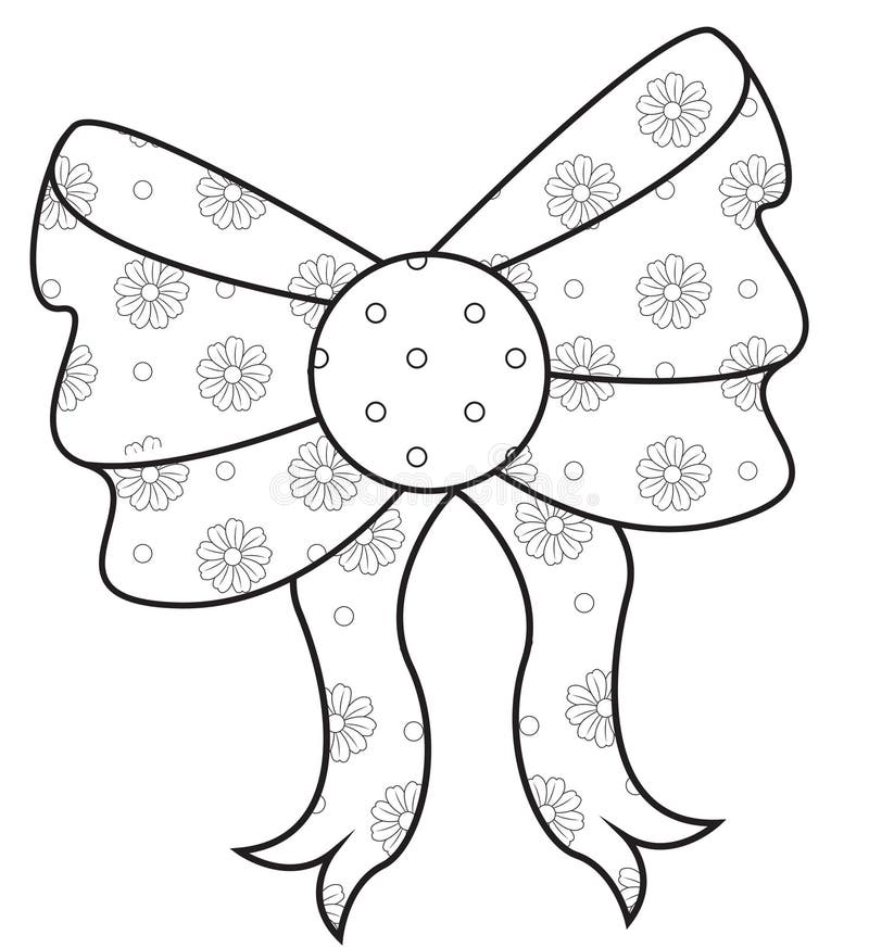 Flower with Ribbon Coloring Page Stock Illustration - Illustration of ...