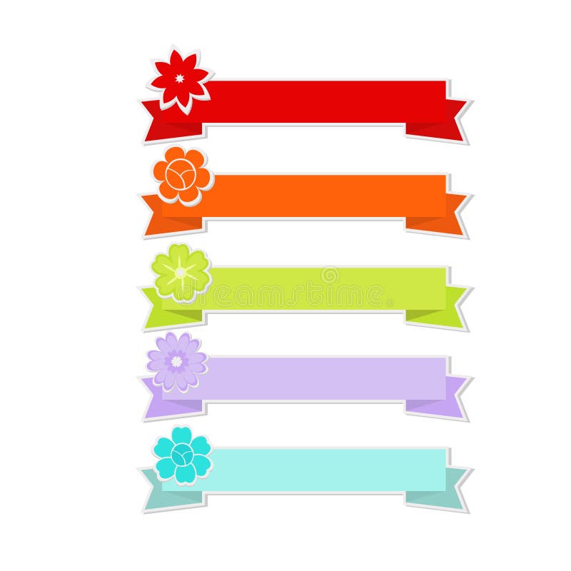 Cute ribbons with flower stock illustration. Illustration of ribbon ...