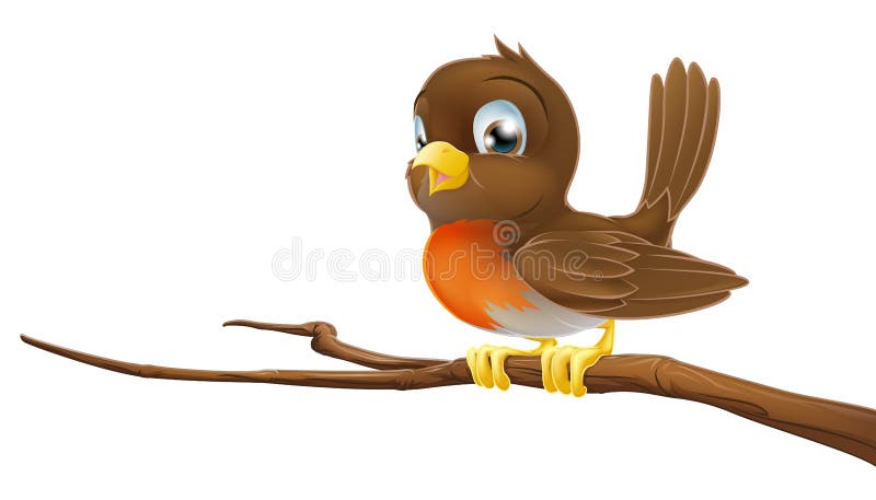 Robin Bird on Branch Pointing Stock Vector - Illustration of background ...