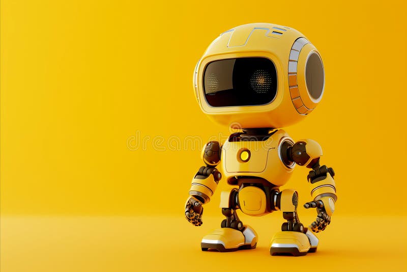 A Cute Robot Ai Character. 3D Render Style Illustration Stock ...