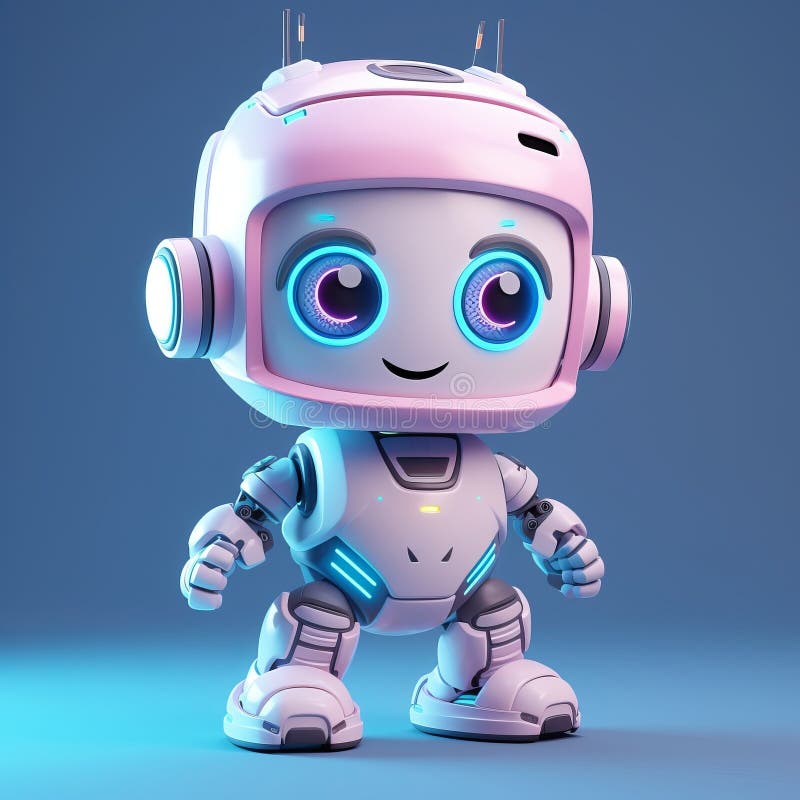 Cute Robot Assistance Isolated on Colorful Blur Background. Stock ...