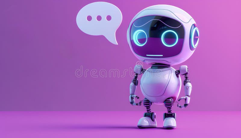 Cute Robot Assistant on Background of Speech Bubble or Chat Icon ...