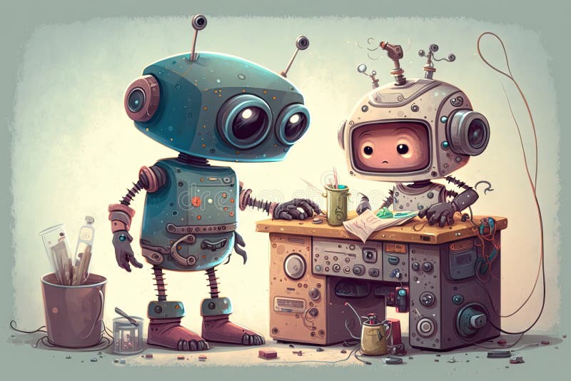 Cute Robot Assistant, Helping Its Human Master with Various Tasks and ...