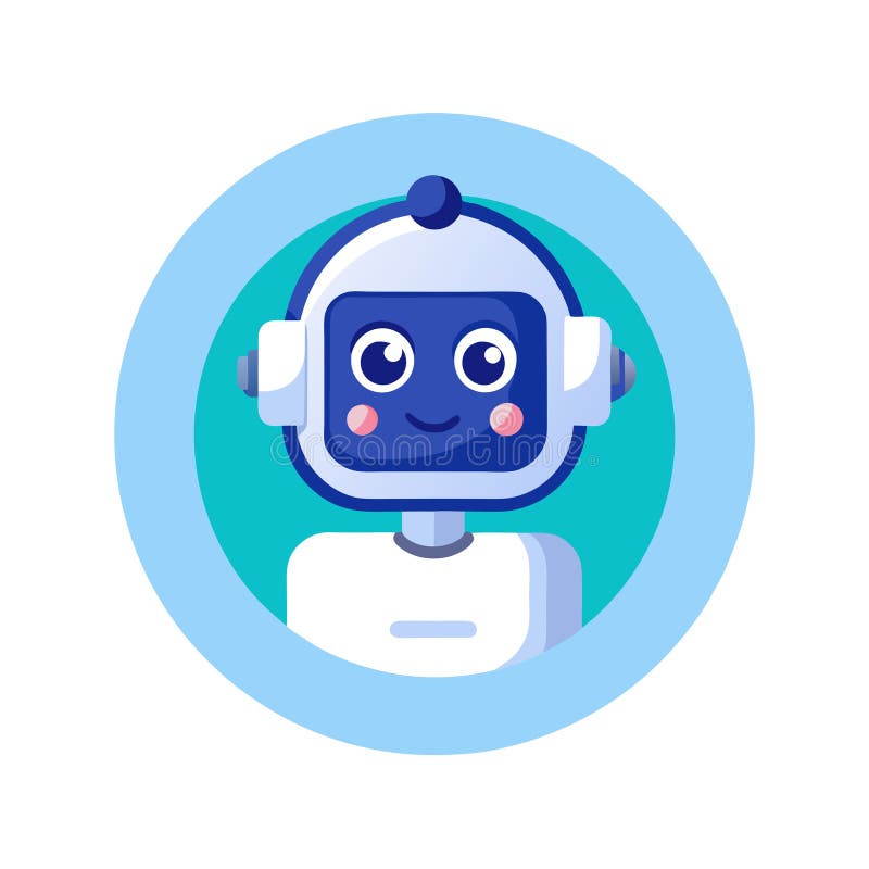 Cute Robot Avatar Illustration with Circle Frame for Technology and AI ...