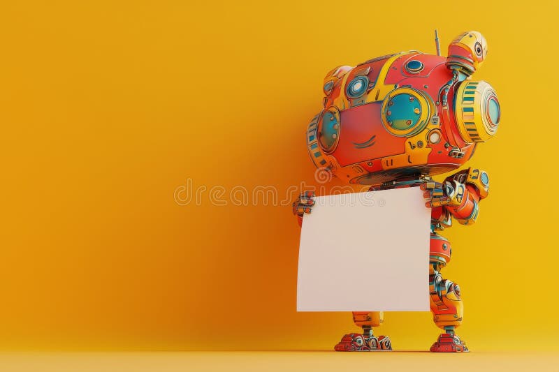 A Cute Robot with Blank Spaces that Uses Artificial Intelligence Stock ...