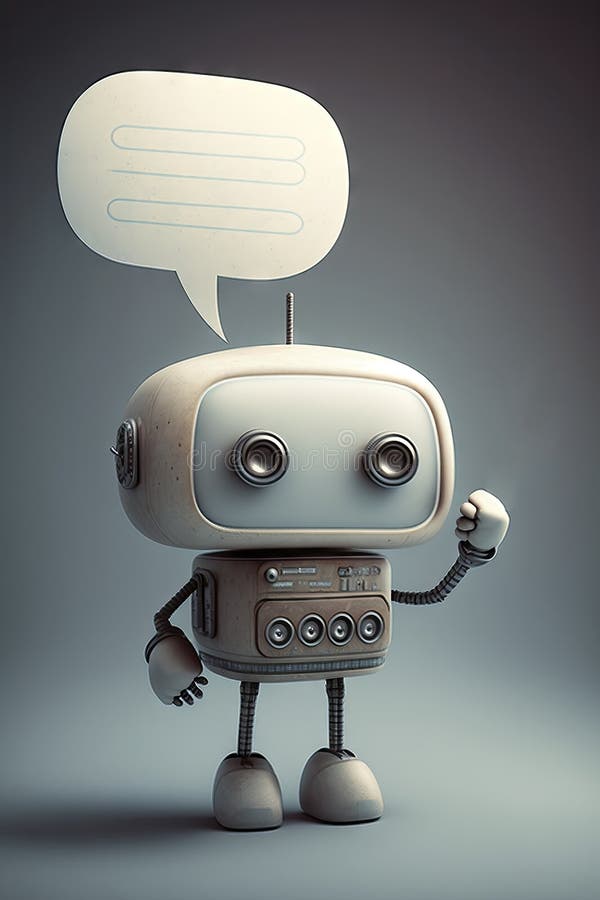 A Cute Robot with a Blank Speech Bubble Stock Illustration ...