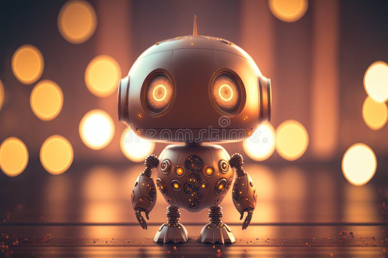 Cute Robot with Bokeh Background. Technology Concept Stock Illustration ...